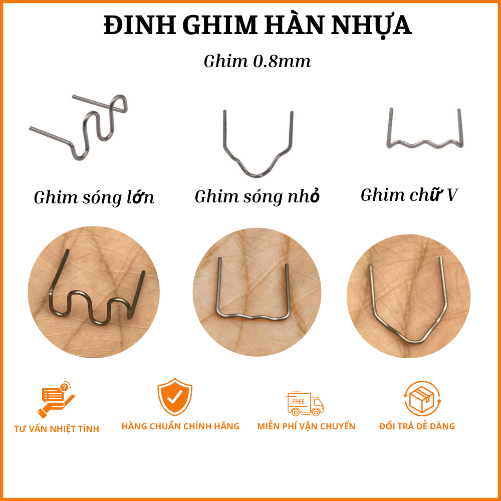 Túi 100 chiếc đinh ghim hàn máy hàn nhựa, mũi hàn nhựa các loại ghim ...
