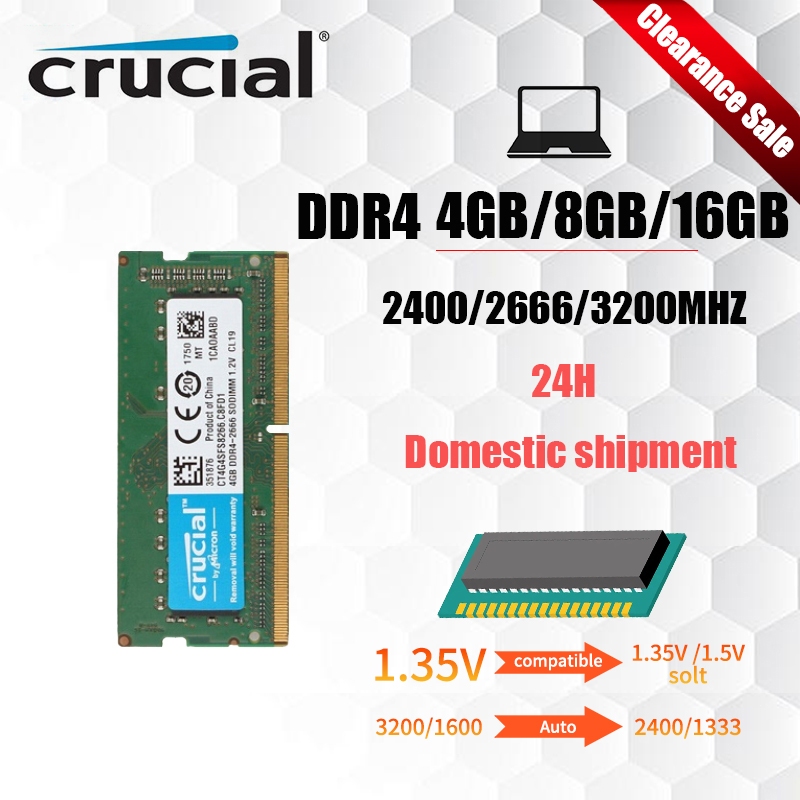 【Ship hàng tận nơi 24H】Crucial 4GB/8GB/16GB Laptop RAM DDR4 2400MHZ 2666MHZ SODIMM memory for ...