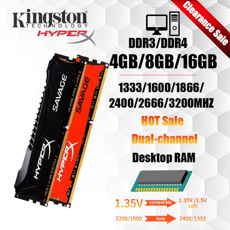 【Ship hàng tận nơi 24H】Kingston Hyperx SAVAGE 4GB/8GB Gaming Desktop RAM DDR3 1333MHZ/1600 ...