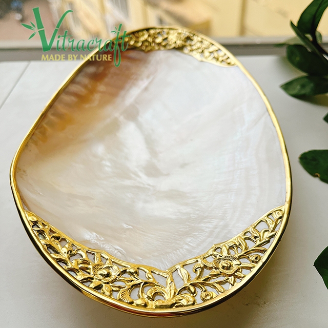 [HÀNG XUẤT KHẨU] Đĩa Xà Cừ Bọc Đồng Thủ Công, Khay xà cừ khảm kim loại ...