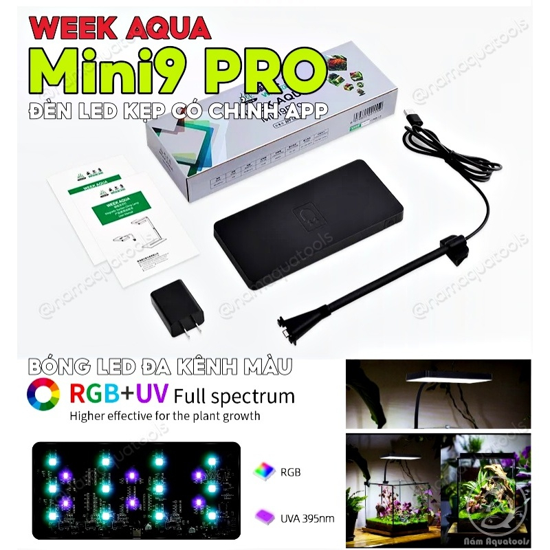 WEEK - Mini 9 Pro | Đèn LED Kẹp RGB + UV Cho Hồ Cá Thuỷ Sinh Mini, Hồ ...
