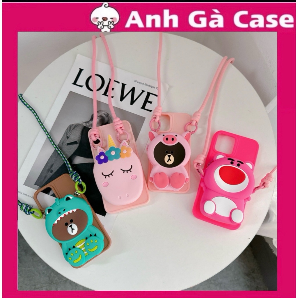 Ốp lưng iphone THÚ TÚI KÈM DÂY ĐEO CHÉO CUTE /8p/x/xsmax/11/11prm/12prm ...