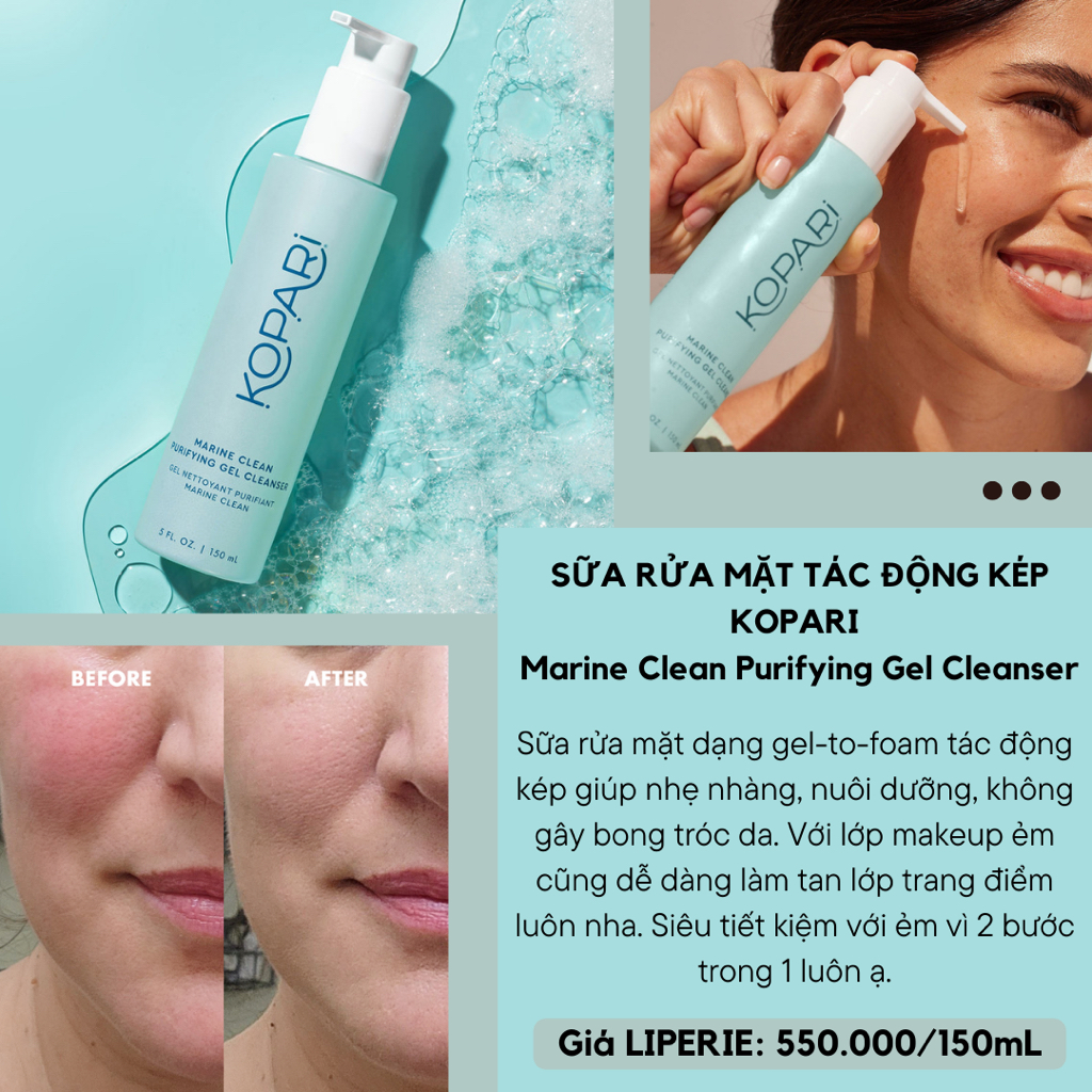 [Kopari] Sữa rửa mặt tác động kép Kopari Marine Clean Purifying Gel ...