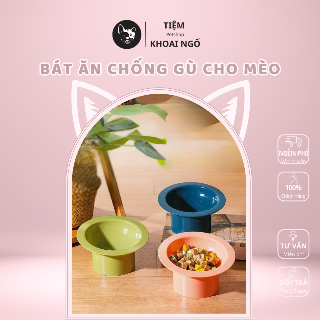 Bát Ăn Chống Gù Cho Mèo Đế Nghiêng 15 Độ Chống Rơi Thức Ăn Mặt Kim ...