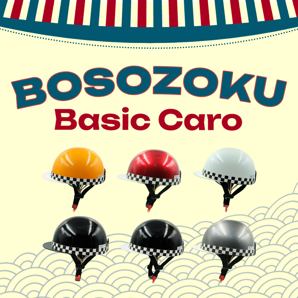 Nón Bảo Hiểm Nửa Đầu Bosozoku Basic Viền Caro Phong Cách Nhật Bản CHÍNH ...