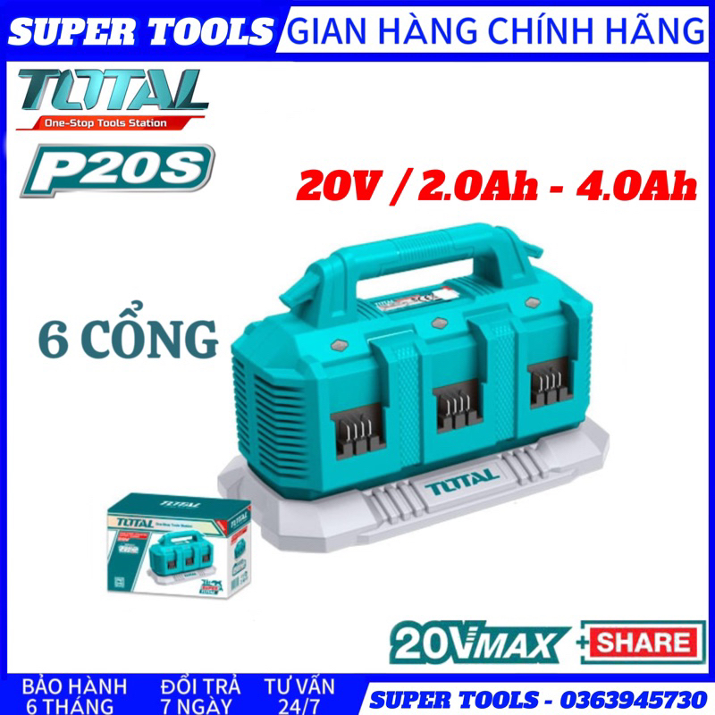 TOTAL Sạc 6 cổng 20V 2.0Ah - 4.0Ah TFCLI2064 | Shopee Việt Nam