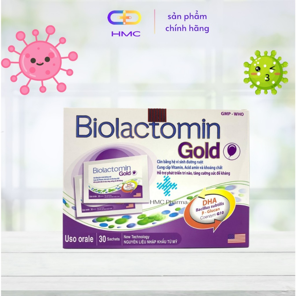 BIOLACTOMIN GOLD -Men vi sinh Probiotics Hộp 30 gói - Kích thích tiêu ...
