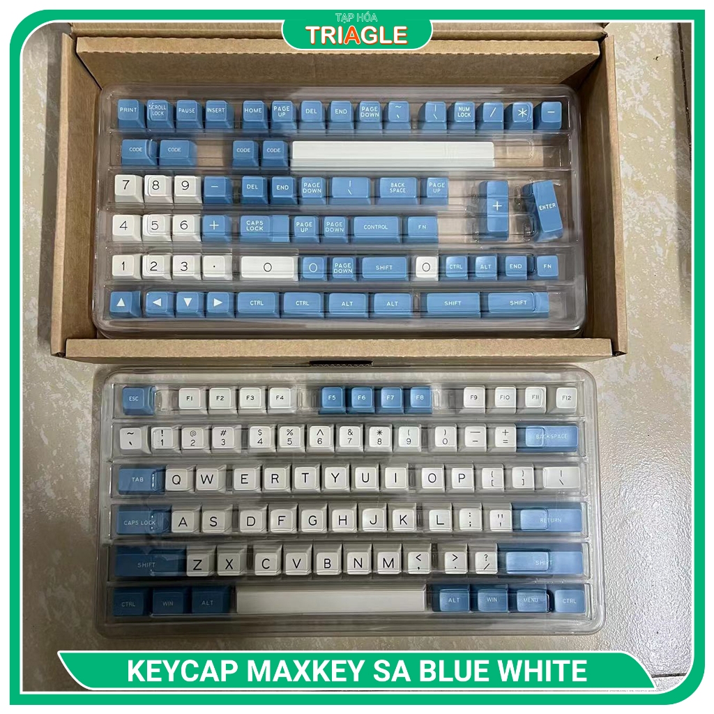 Keycap Maxkey Abs Doubleshot SA Profile Blue White có khay đựng dày ...