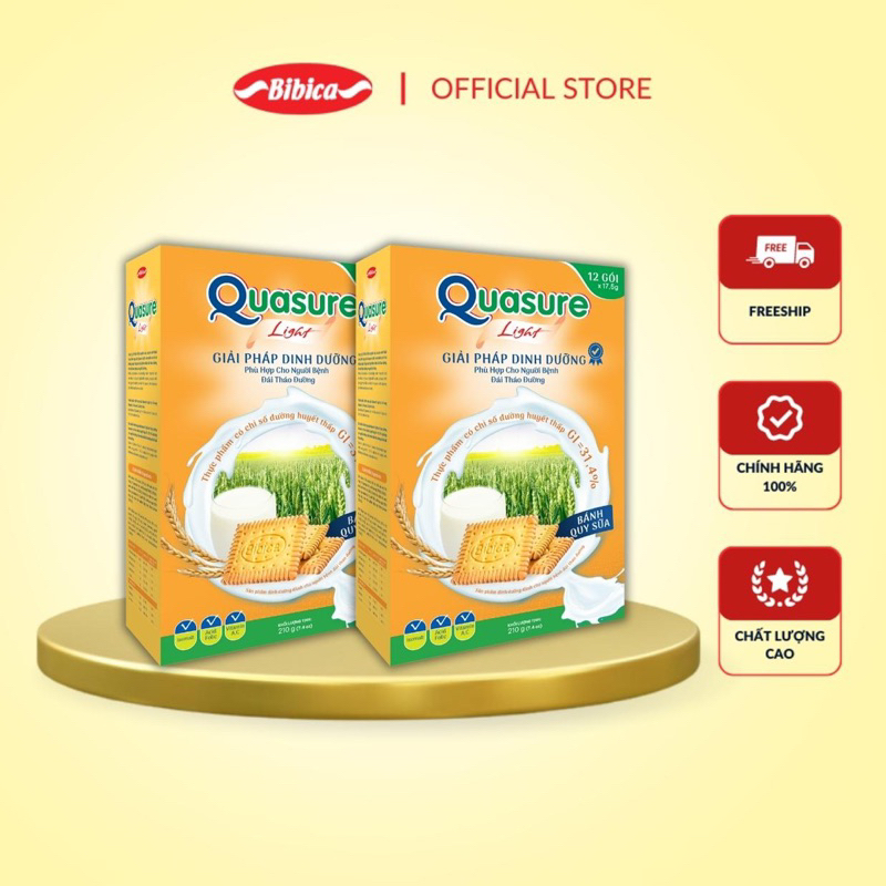 (Bao bì mới)Combo 2 hộp Bánh quy Quasure light sữa hộp 210g (12 gói x 17,5g) | Shopee Việt Nam