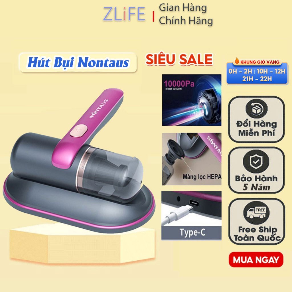 Máy hút bụi giường nệm Nontaus diệt khuẩn tia UV thế hệ mới, Máy hút bụi mini cầm tay không dây ...