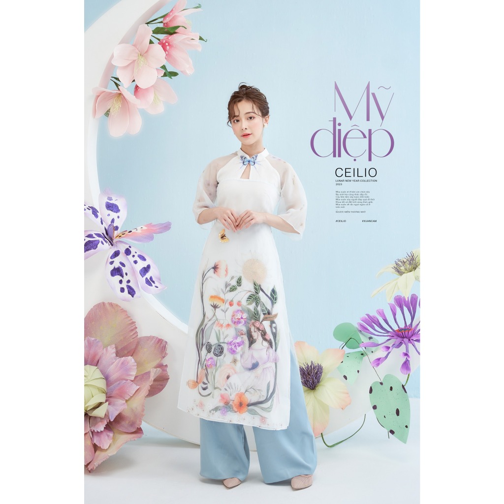 Áo Dài Thiết Kế CEILIO AD036 Áo Dài Mỹ Điệp QL19 | Shopee Việt Nam