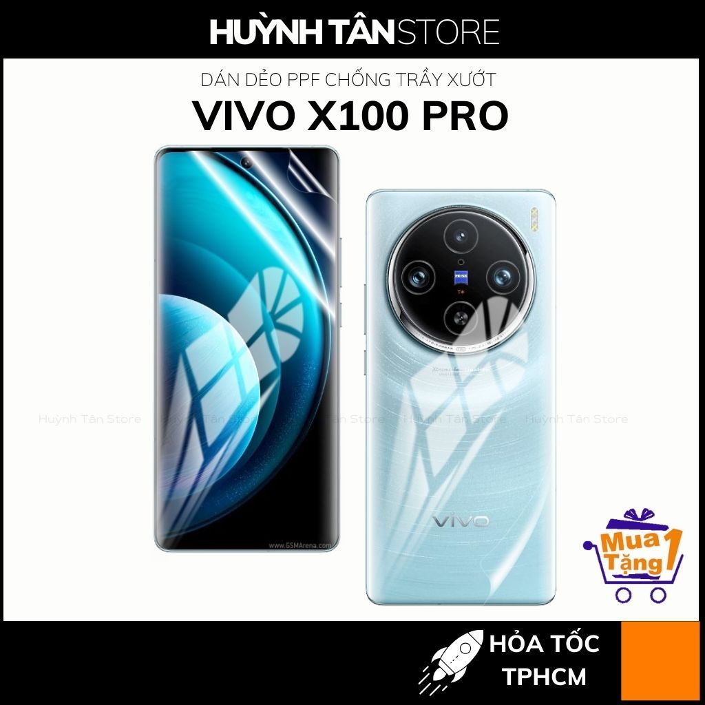 Dán dẻo ppf vivo x100 pro trong suốt hoặc nhám chống bám vân tay bảo vệ camera mua 1 tặng 1 phụ ...