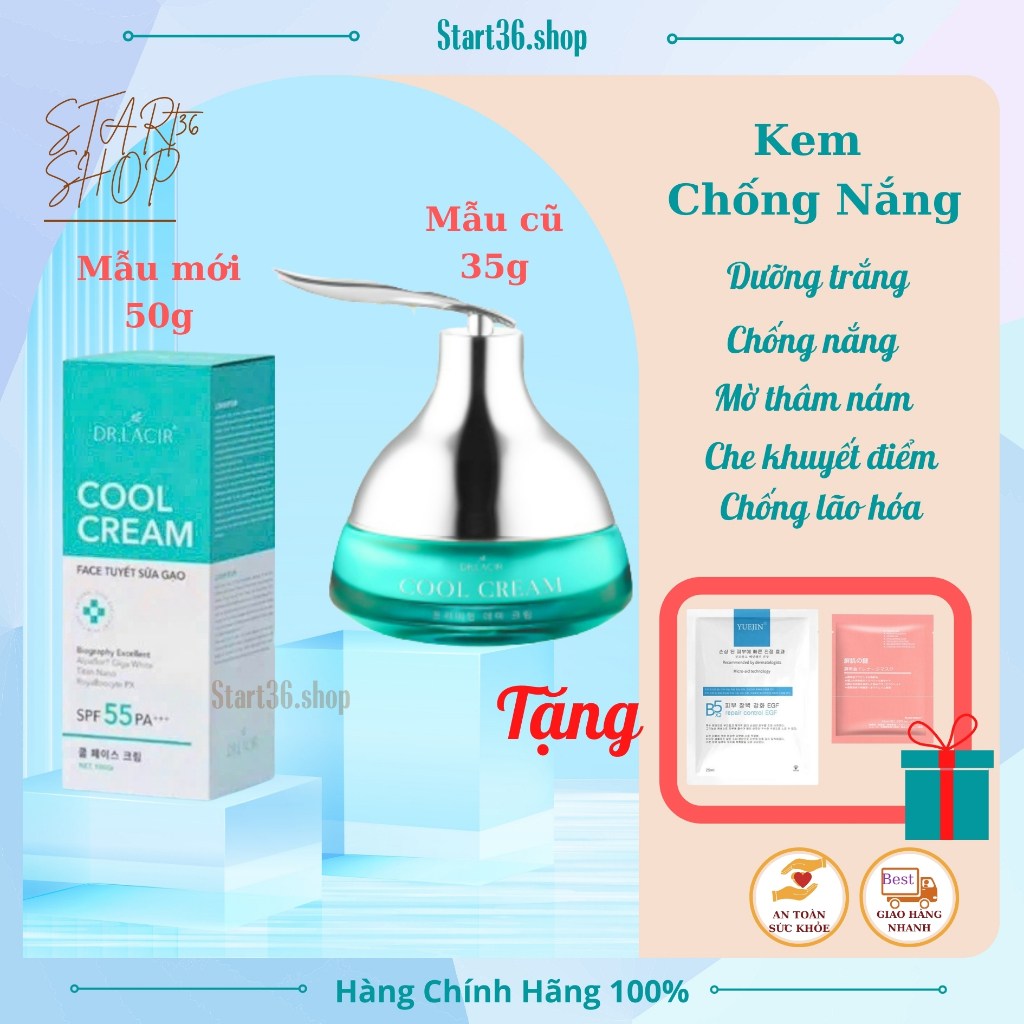 Kem dưỡng trắng da mặt Start36 kem chống nắng Dr Lacir, che khuyết điểm Cool cream, chống lão ...