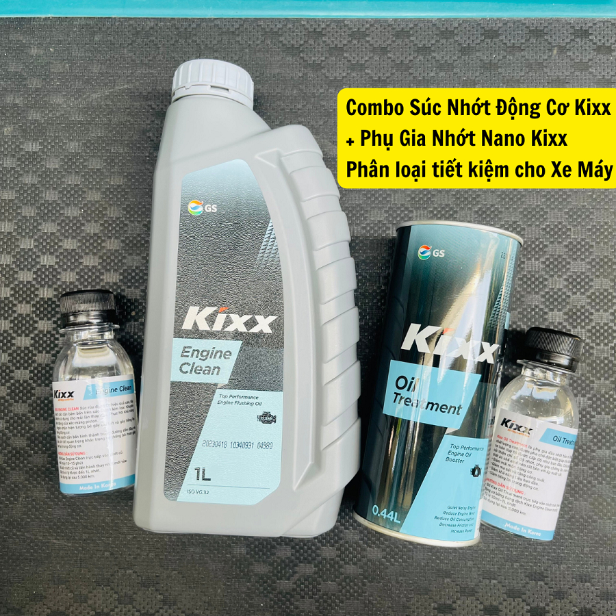 COMBO 2, SÚC RỬA ĐỘNG CƠ KIXX Engine Clean + PHỤ GIA DẦU NHỚT KIXX Oil ...