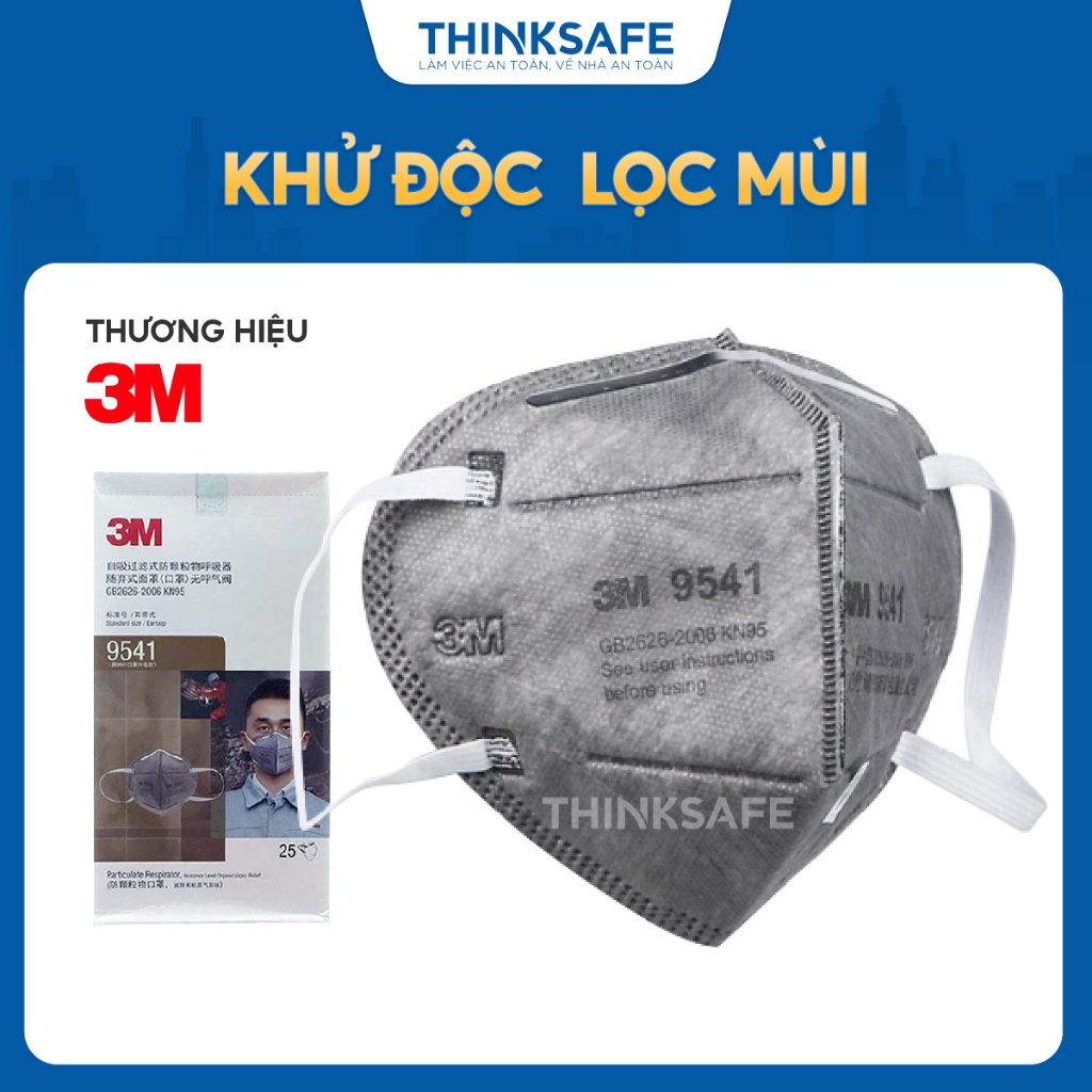 Khẩu trang phòng độc 3M 9541 kháng khuẩn, bụi mịn, lọc hơi hữu cơ, mùi ...