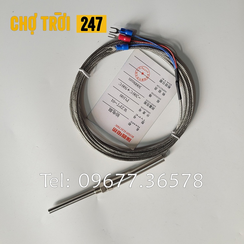 Can nhiệt, Dây cảm biến nhiệt độ can PT100 phi 5 WRNK- 187, can nhiệt WRNK- 187 đo từ 0-800 độ ...