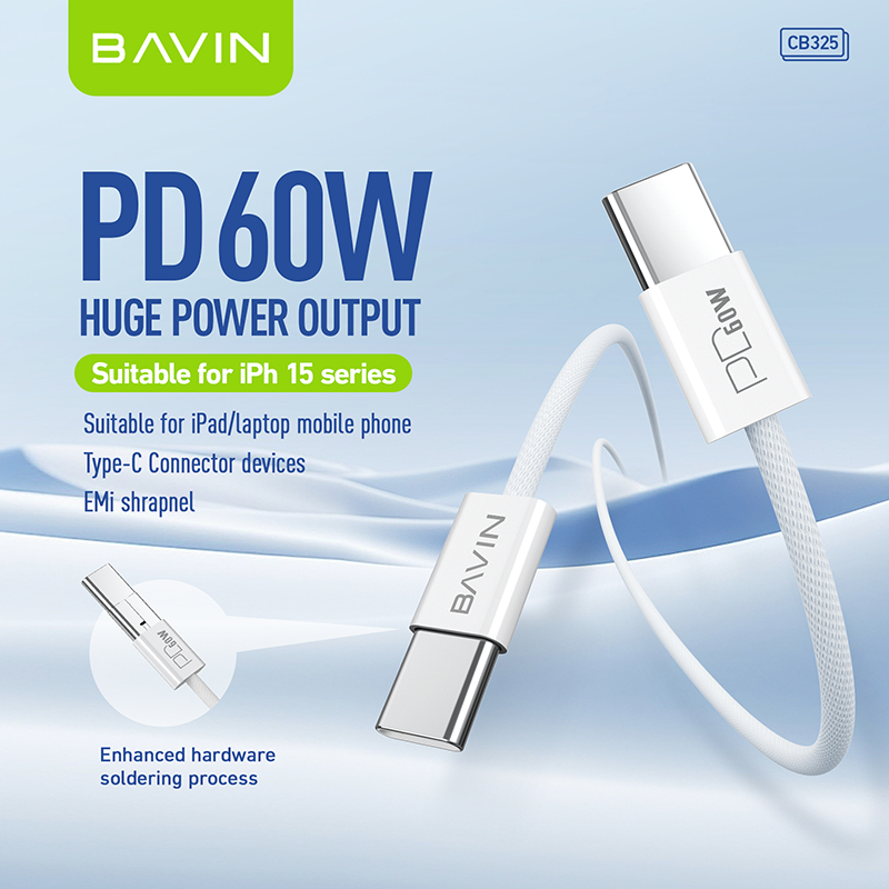 Cáp sạc nhanh và truyền dữ liệu Type C- Type C 60W Bavin CB325 | Shopee Việt Nam