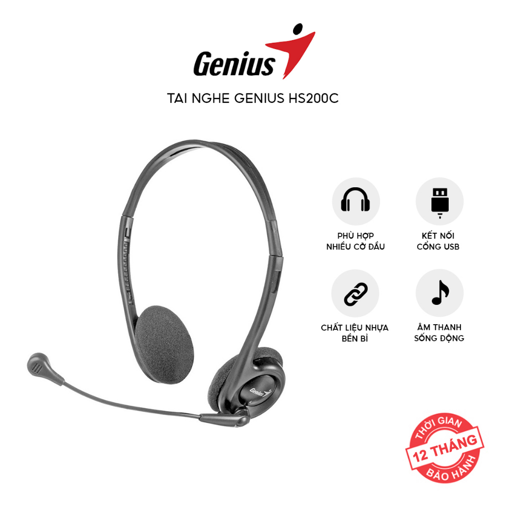 Tai Nghe Genius HS200C - Hàng Chính Hãng, Bảo Hành 12 Tháng | Shopee Việt Nam