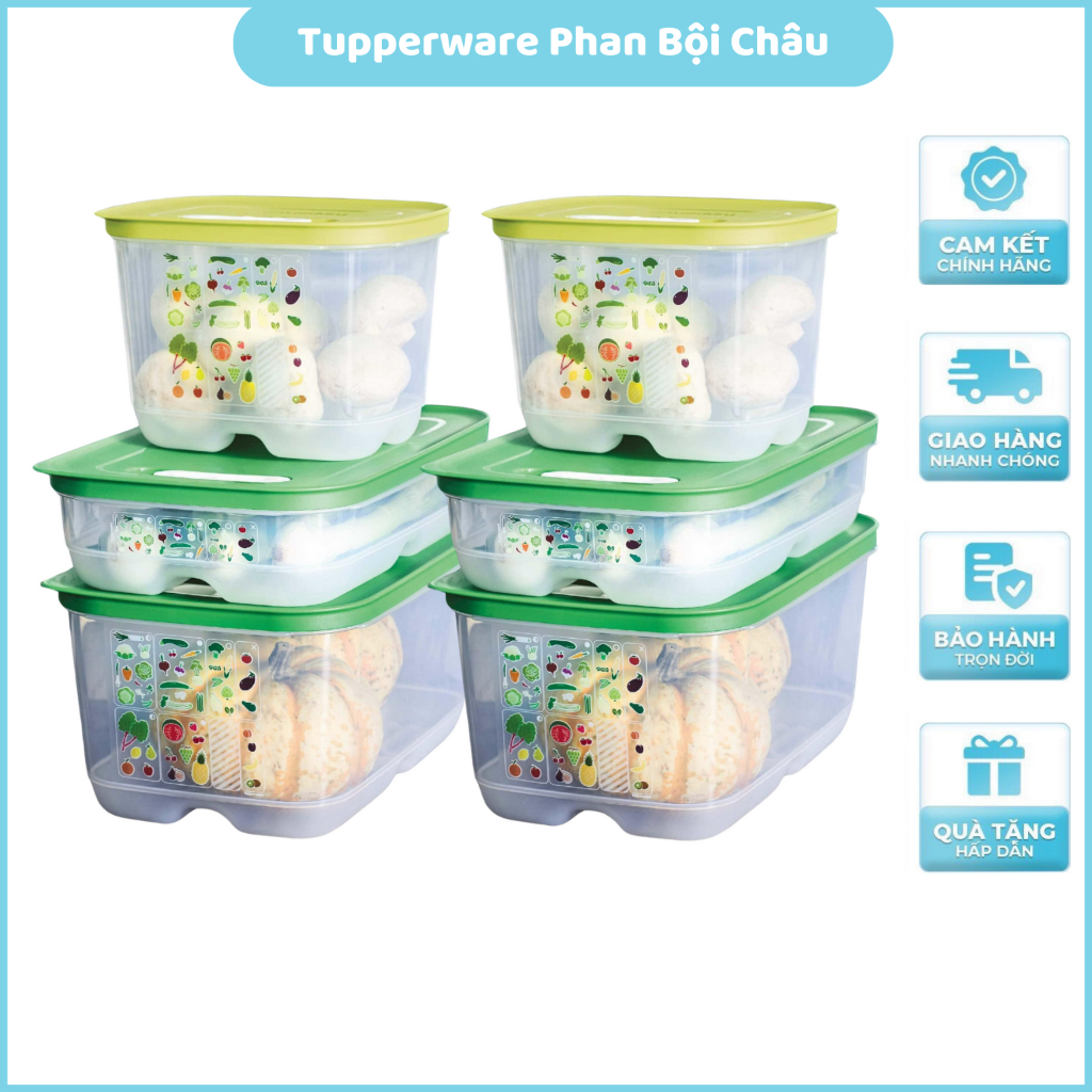 Bộ hộp trữ mát Tupperware Ventsmart thiết kế có nút hô hấp chất liệu ...