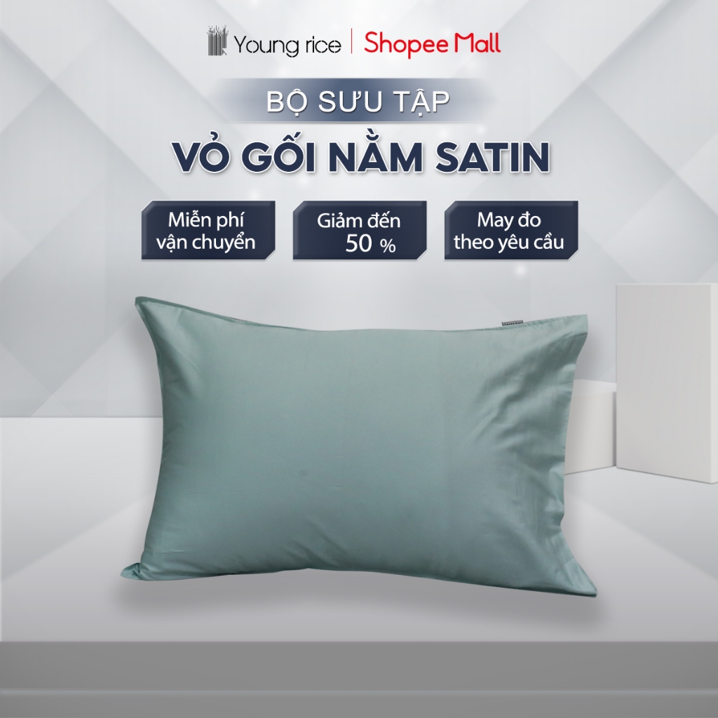 Vỏ gối nằm Lụa Satin cao cấp Hàn Quốc YOUNGRICE áo bao ruột gối ngủ ...