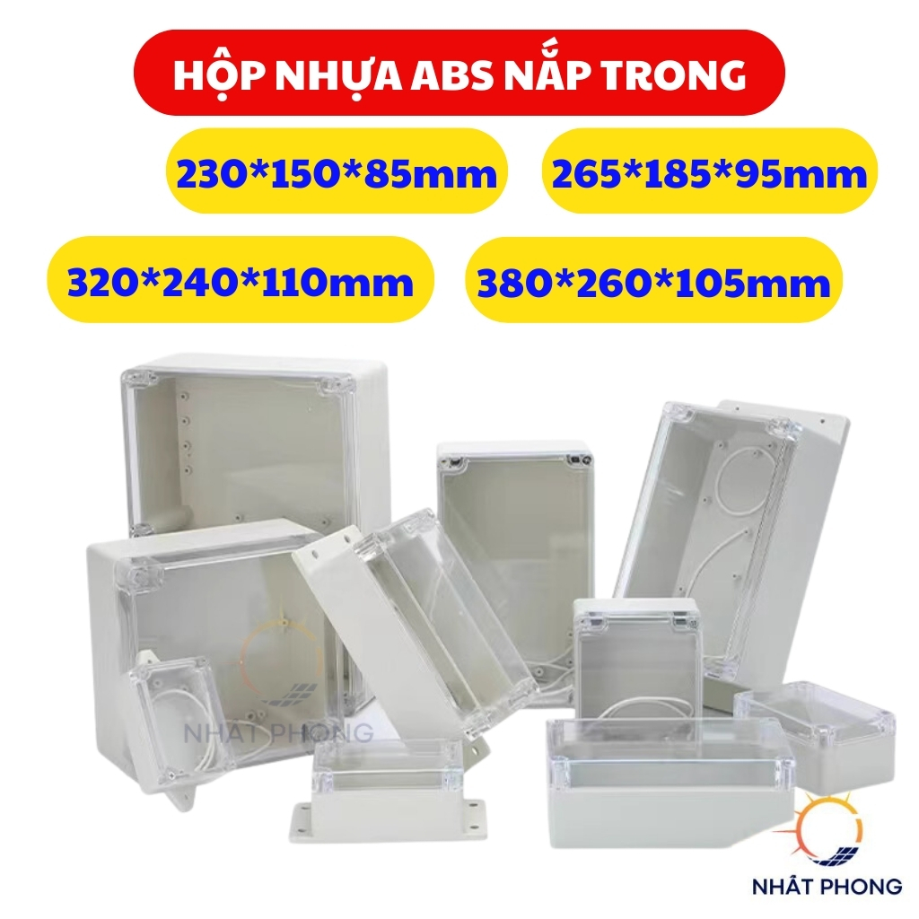 Hộp nhựa abs nắp trong (H230*150*85, H265*185*95, H320*240*110, H380*260*105) đựng linh kiện ...