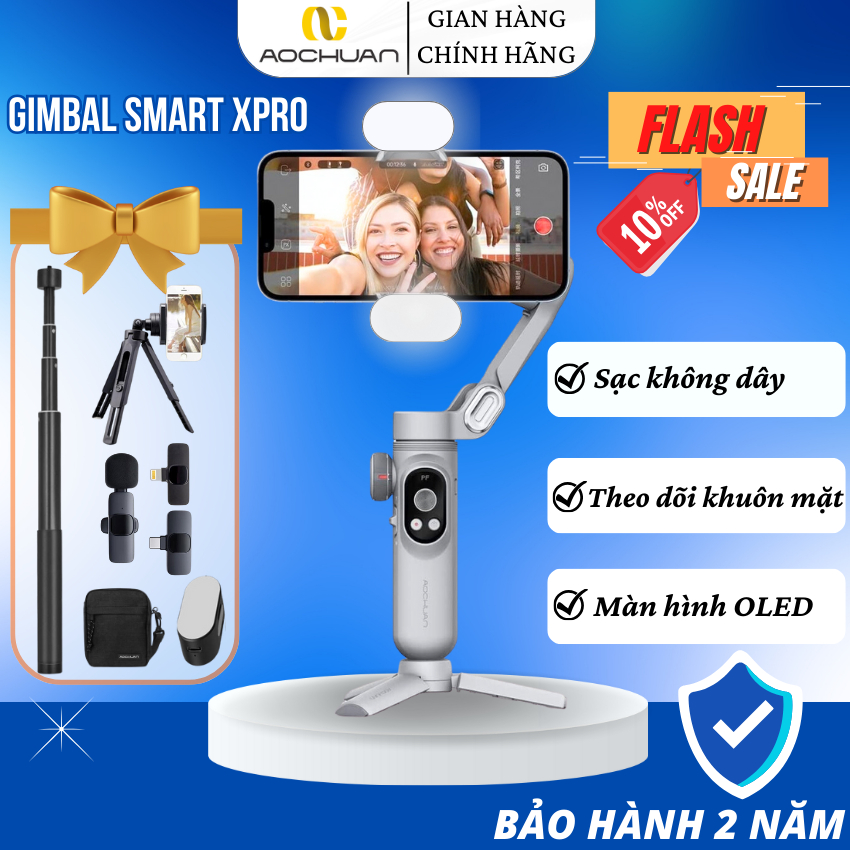 Gimbal AOCHUAN Smart X Pro, Tay cầm chống rung điện thoại chính hãng, Gymbal chống rung khi chụp ...