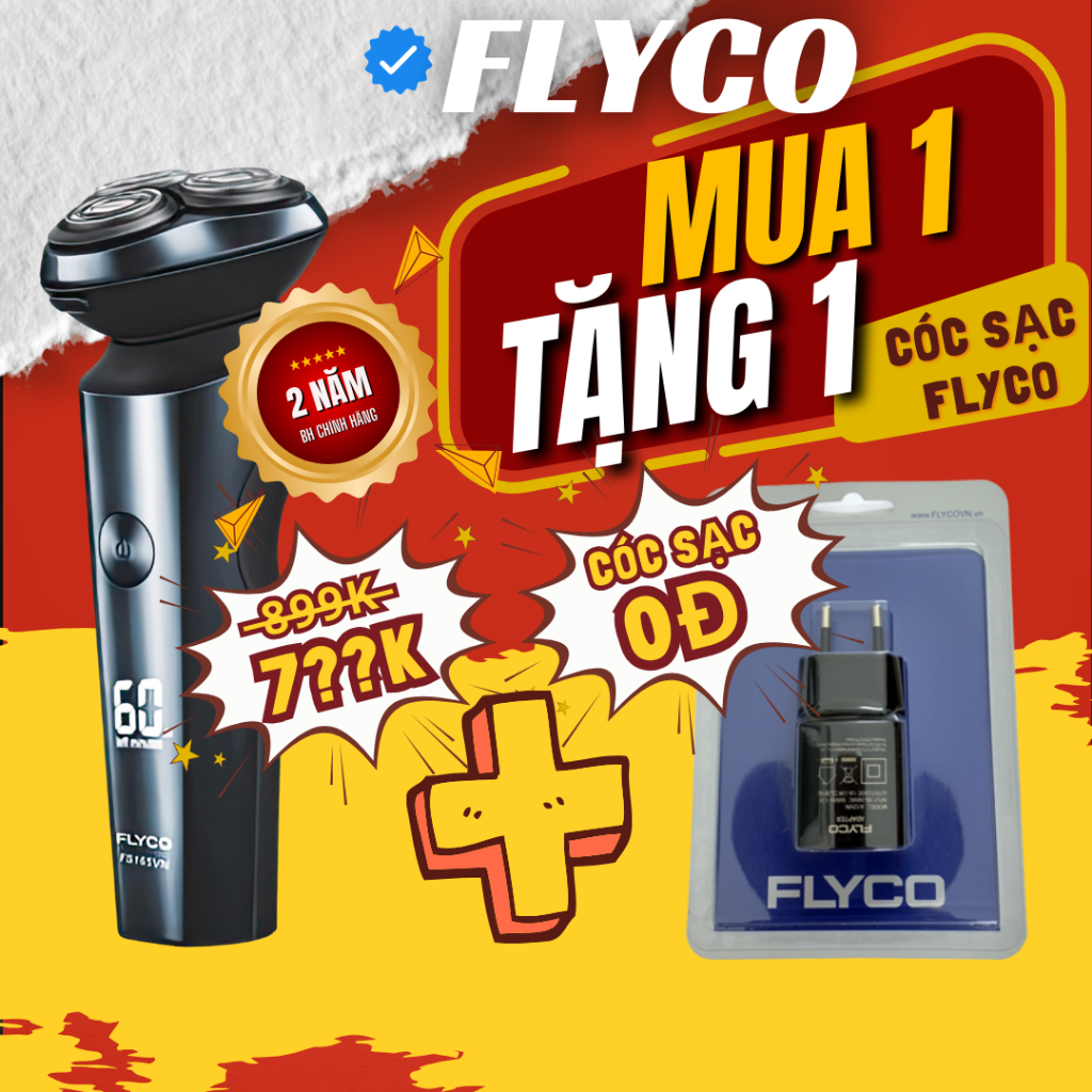 Máy Cạo Râu Flyco 3 Lưỡi Kép FS165VN Thân Máy Kháng Nước Sạc Nhanh 1 Giờ - Hàng Chính Hãng ...