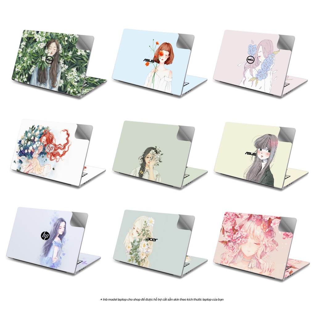 Skin Laptop 25 Mẫu Cô Gái - Miếng Dán Laptop có cho Dell, Hp, Asus ...