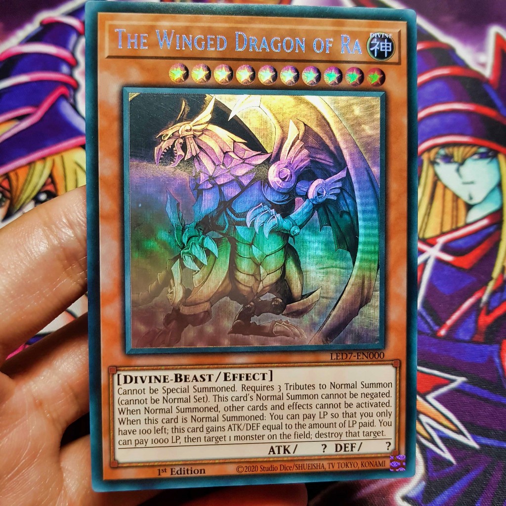 Thẻ bài Yugioh chính hãng | The Winged Dragon of Ra (GHOST RARE) | LED7 ...