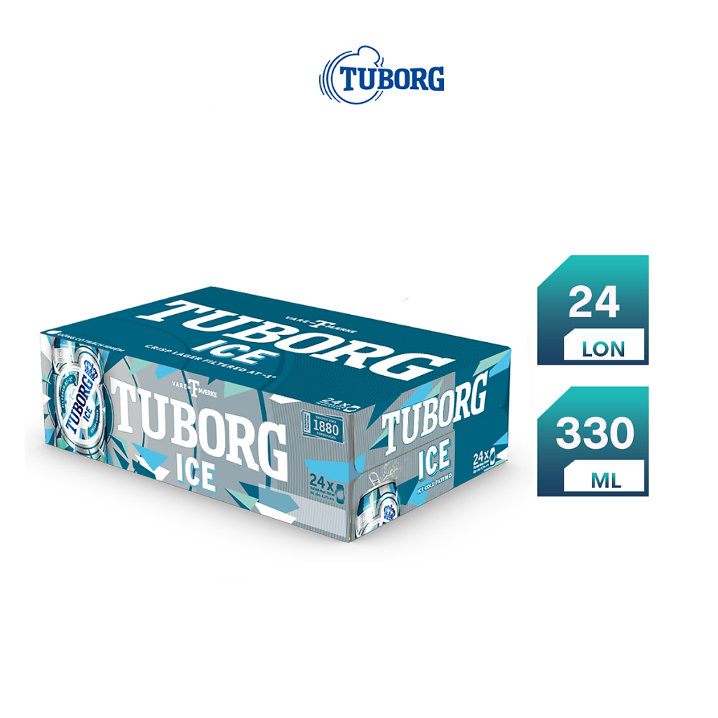 [TẶNG 4 LY UỐNG BIA] NẮP TRÚNG THƯỞNG Thùng 24 lon bia Tuborg Ice 330ml ...
