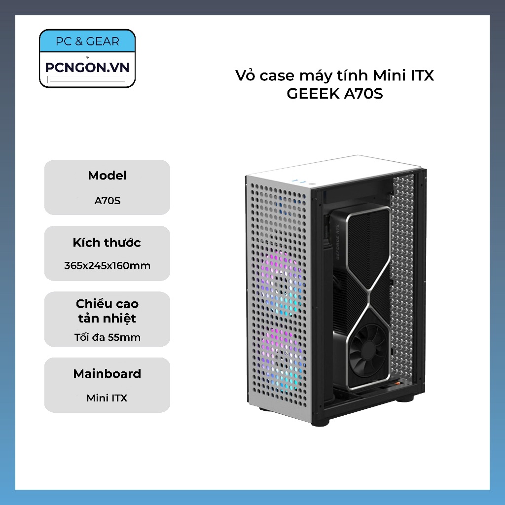 [PCNGON] Vỏ case máy tính Mini ITX GEEEK A70S (Kèm riser 3.0) | Shopee ...