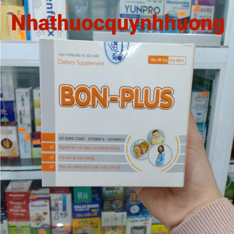 Canxi ống BON-PLUS hộp 20 ống giúp bổ sung canxi,vitamin D và K giúp ...