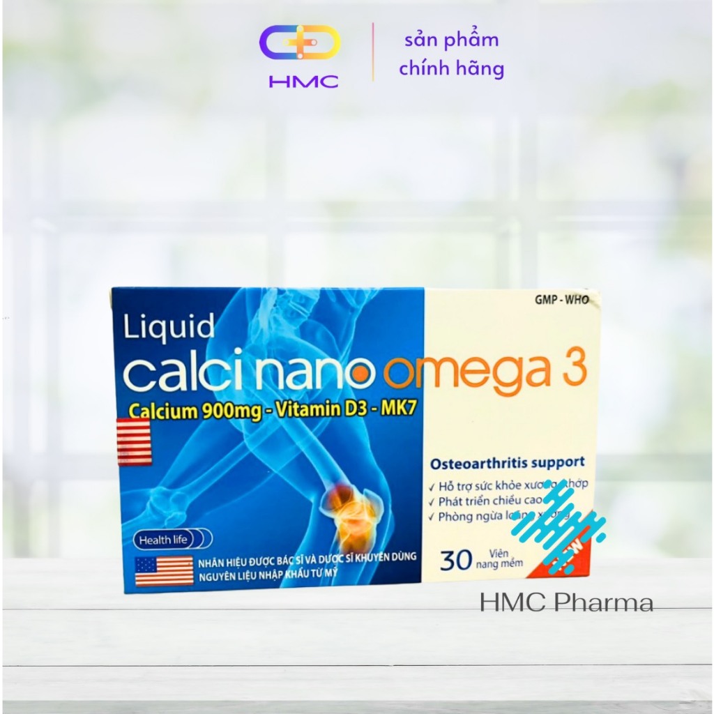 Viên uống bổ sung canxi nano CALCI NANO OMEGA 3 - Hộp 30 viên phòng ngừa loãng xương khỏe xướng ...
