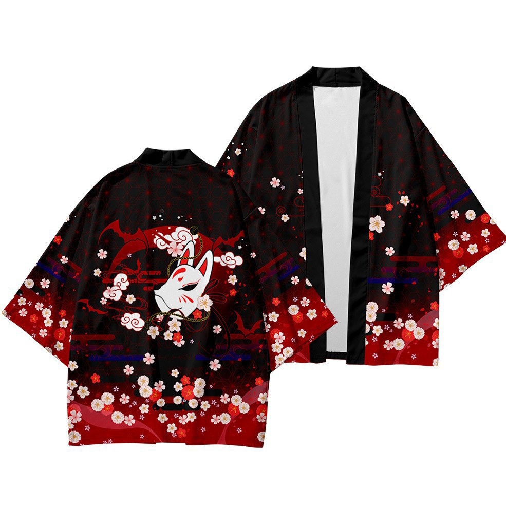 (Có sẵn BIG SIZE) Áo khoác kimono haori happi mặt nạ cáo | Shopee Việt Nam