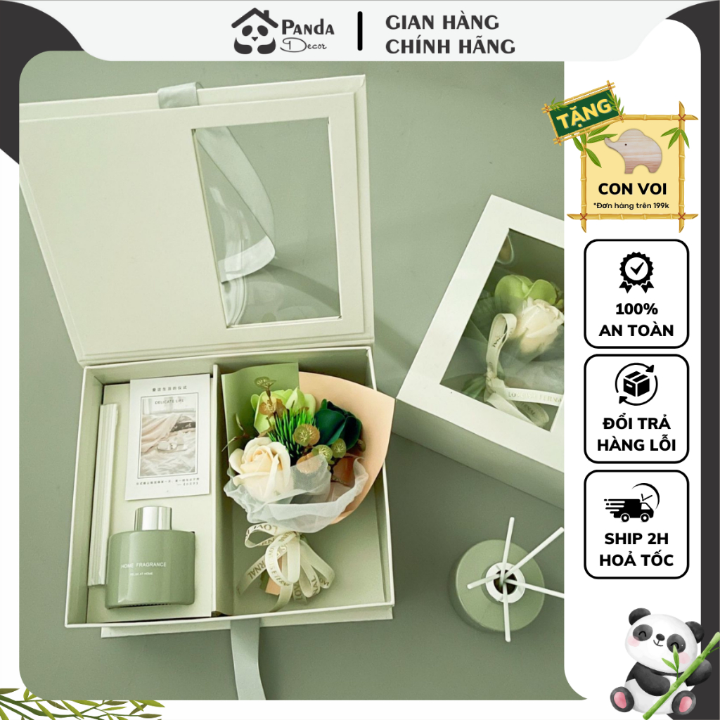 Set Hộp Quà Tặng Hoa Lụa Và Tinh Dầu Khuếch Tán Có Đèn - Quà Tặng Sinh ...
