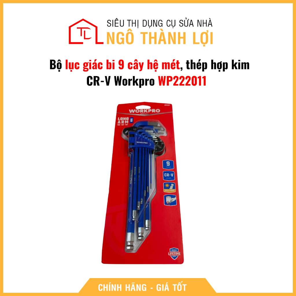 Bộ lục giác bi 9 cây hệ mét, thép hợp kim CR-V Workpro WP222011 | Shopee Việt Nam