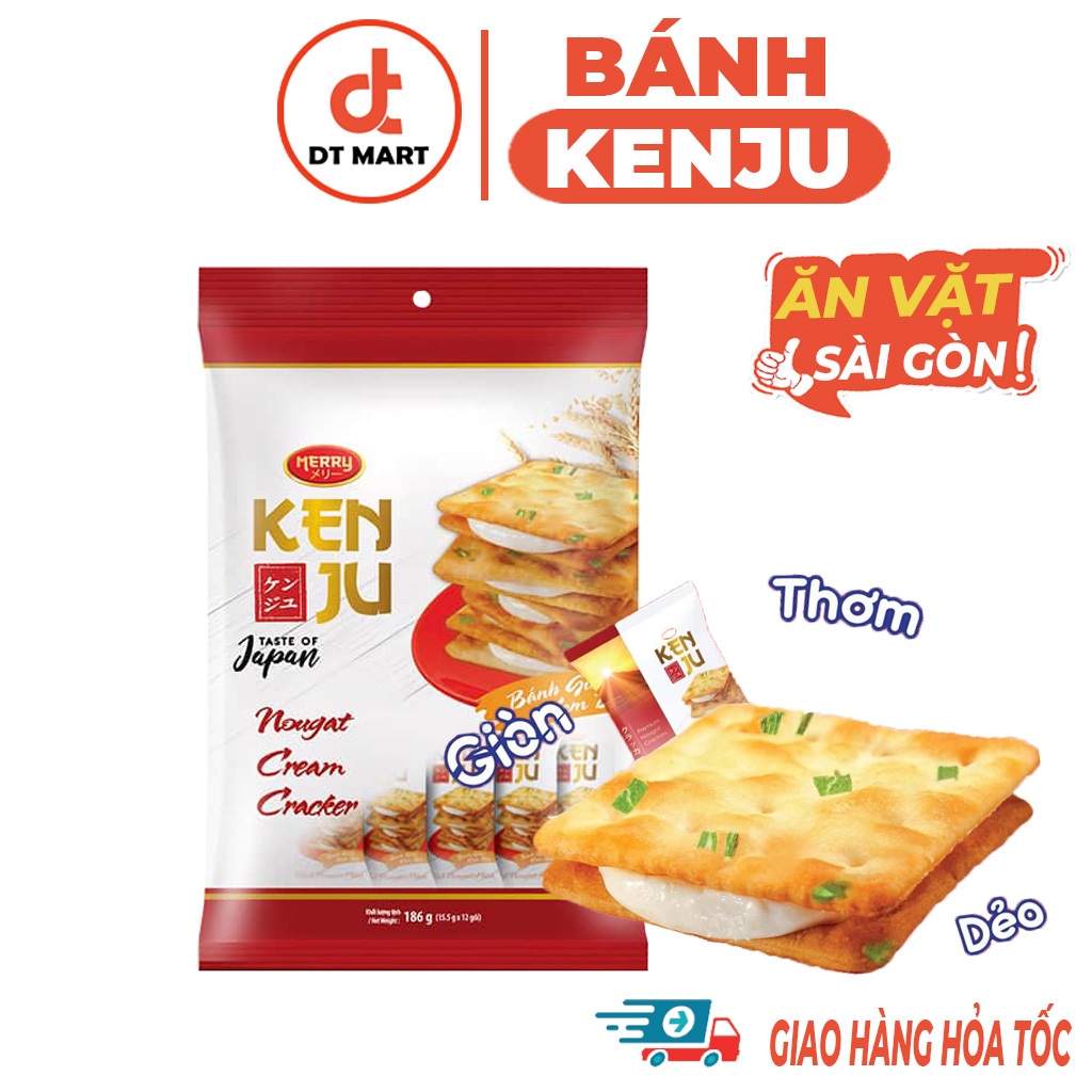 Bánh KENJU Kem Dẻo Túi 186g (12 gói x15.5g), Bánh Richy Hương Vị Nhật Bản, Bánh Nougat Hành Thơm ...