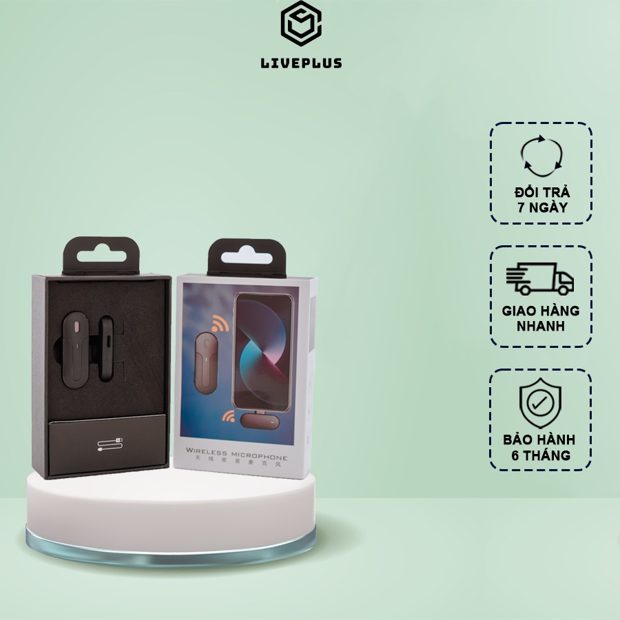 Micro thu âm không dây cài áo, Mic khử Tiếng Ồn Cao Cấp - Khoảng Cách 20m - Chính Hãng Liveplus ...