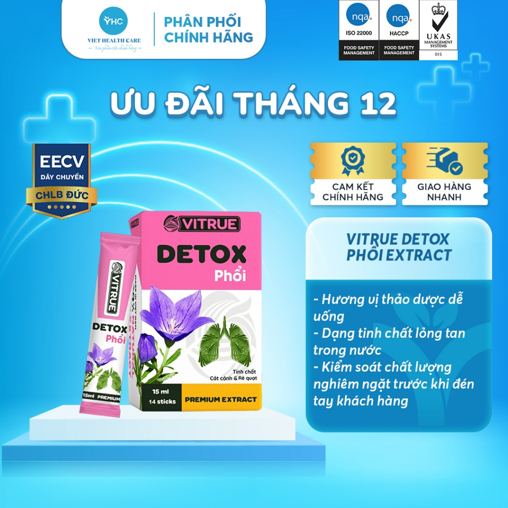 Vitrue Detox Thải Độc Phổi, Giảm ho, Long đờm, Bổ phổi, Hỗ Trợ Phục Hồi ...