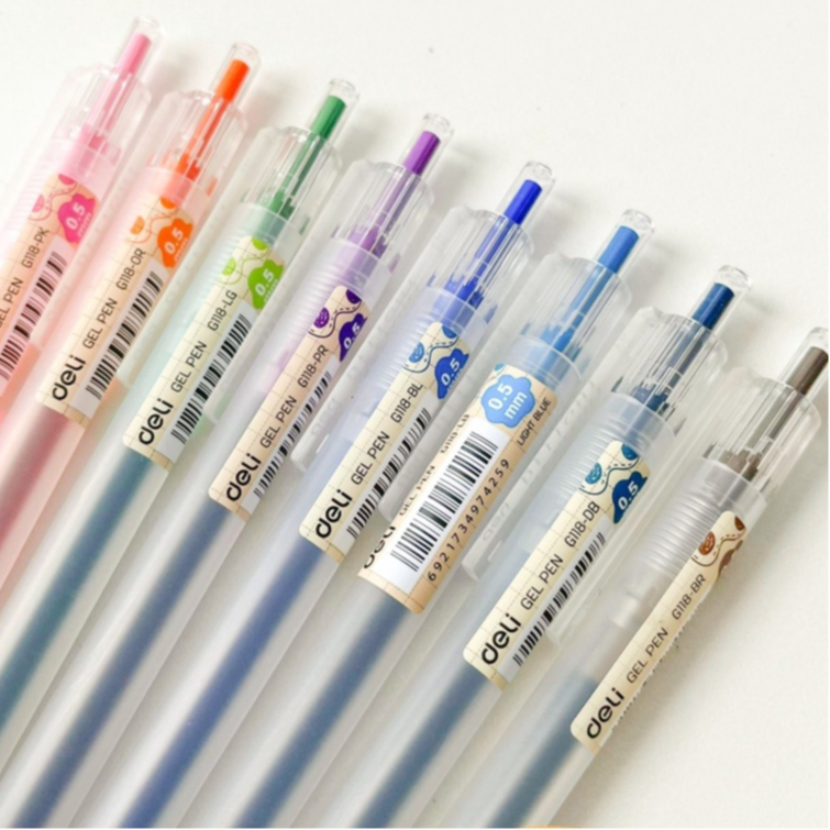 Bút Bi Nước Mực Gel Bấm Nhiều Màu Nhanh Khô 0.5mm Deli - G118 xinh xắn ...