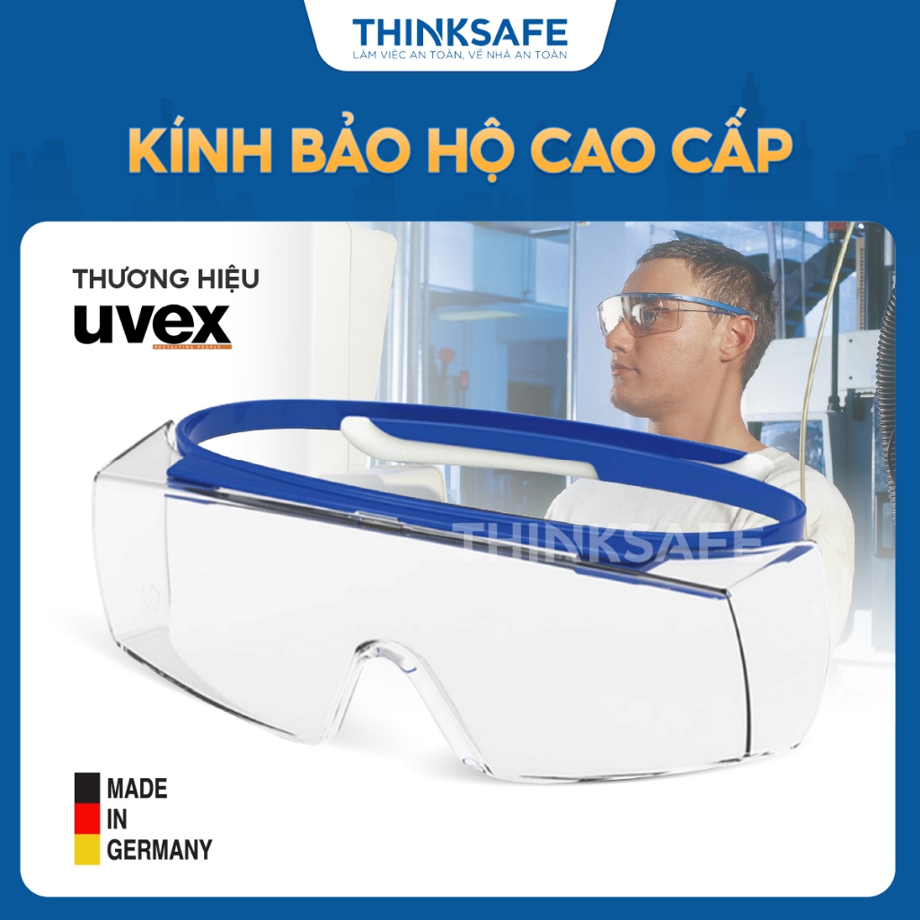 Kính bảo hộ cao cấp Uvex Super OTG chính hãng, chống bụi, chống tia uv, đeo chung kính cận chống ...
