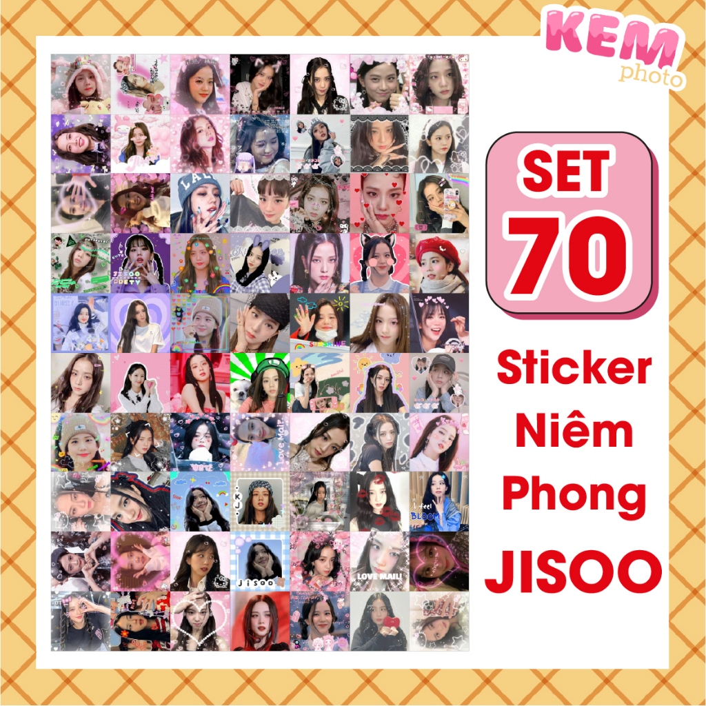 SET 70 sticker niêm phong JISOO (BP) - Đã cắt rời - Tem dán 4x4cm in ...