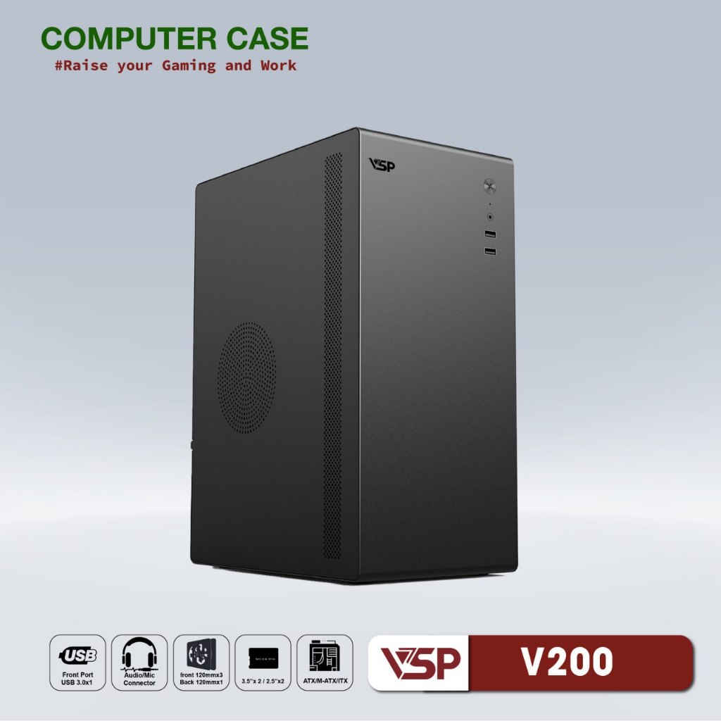 Case VSP V200 (mATX) Case văn phòng SPCC 0.6mm | Shopee Việt Nam
