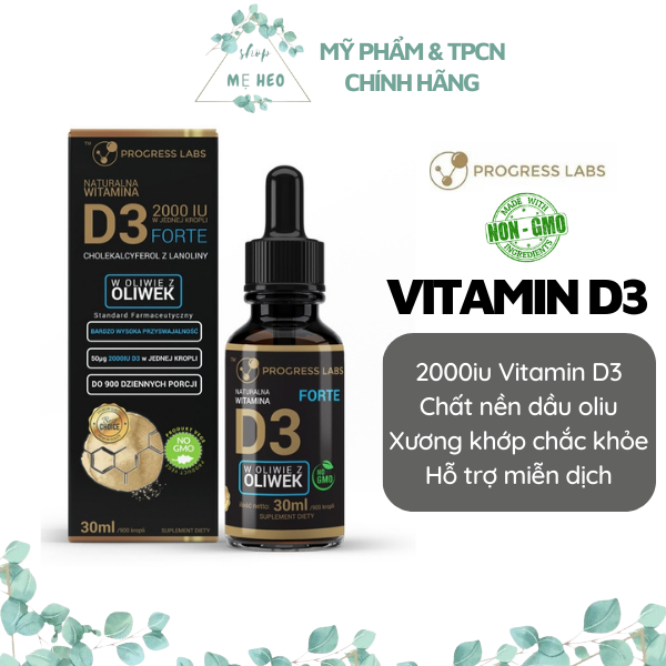 Vitamin D3 Forte 2000IU Progress Labs Natural dạng giọt 30ml dành cho ...