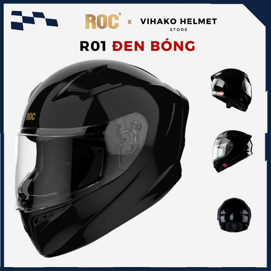 Mũ bảo hiểm fullface roc r01 nón đi phượt royal helmet chính hãng nhiều màu tem leopard v1 v2 ...