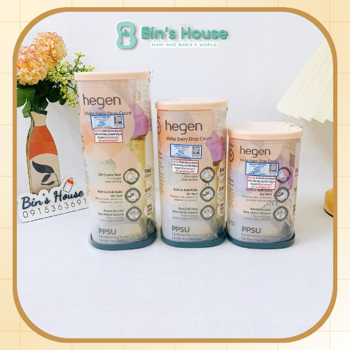 Bình sữa Hegen Cổ màu fullbox Cổ tím, hồng, xanh dương đủ size 150ml, 240ml, 330ml | Shopee Việt Nam