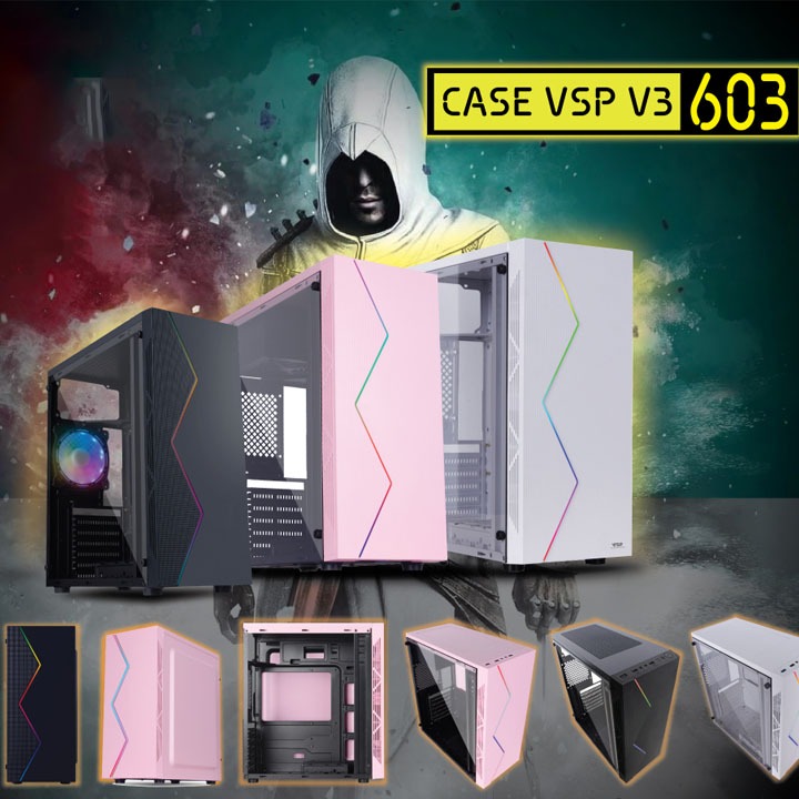 Case VSP V3-603 (Chuẩn ATX) Có Sẵn LED RGB, Nắp Hông Trong Suốt | Shopee Việt Nam