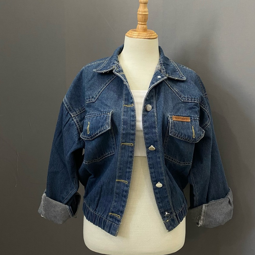 Áo Khoác Jean Bo Chun Viền mạc nâu phom vừa cánh dơi | Shopee Việt Nam