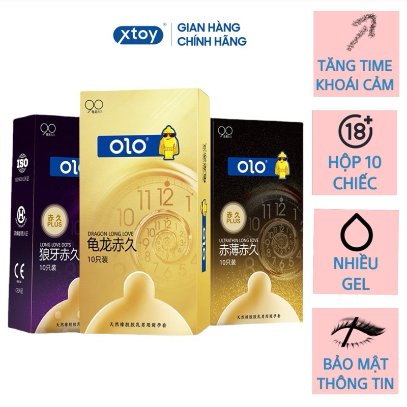 Bao Cao Su OLOL 0.01mm 12% benzocaine, chuyên kéo dài time, gân gai ...