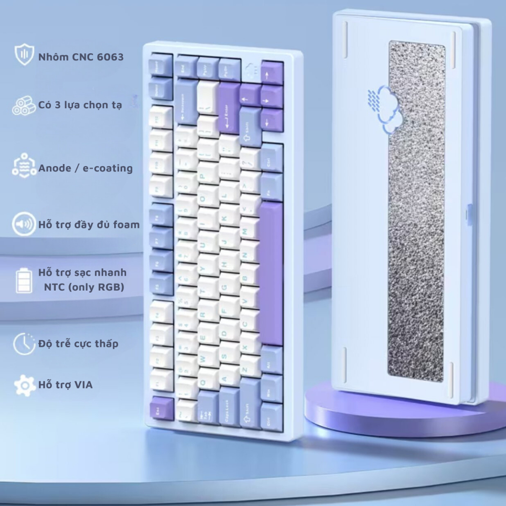 [Chính hãng] Rainy 75 - Bàn phím cơ custom full nhôm CNC, 3 mode, tạ ...